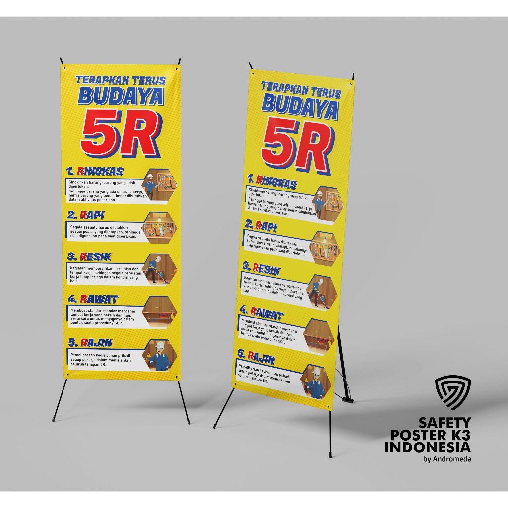 Jual X Banner Terapkan Terus Budaya 5R Rinkas Rapi Resik Rawat Rajin ...