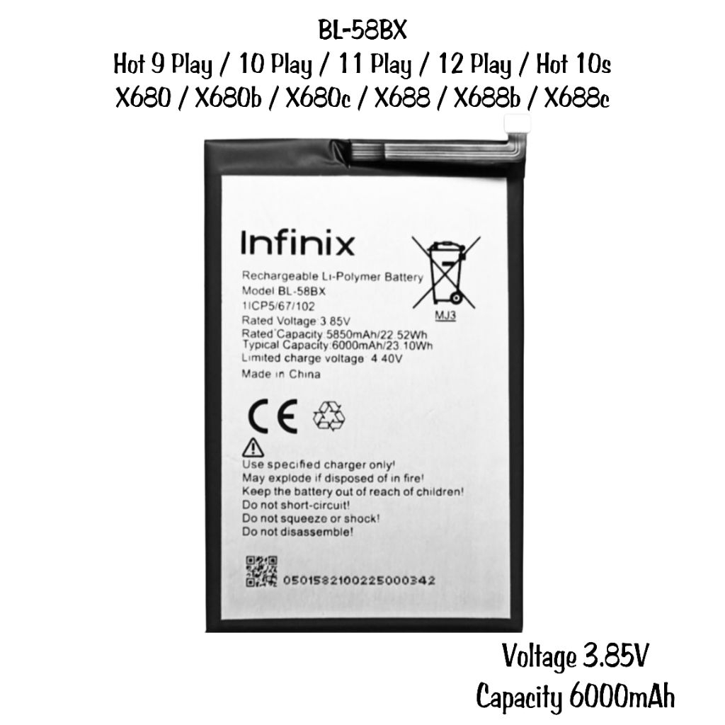 Jual Baterai Infinix BL-58BX / Hot 10S / Hot 9 play / Hot 10 play / Hot ...
