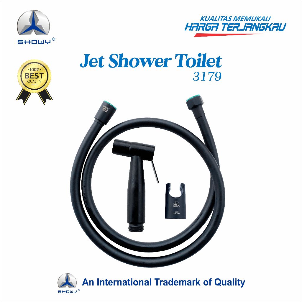 Jual SHOWY Jet Shower Toilet Stainless Steel Hitam 3179 Full Set ...