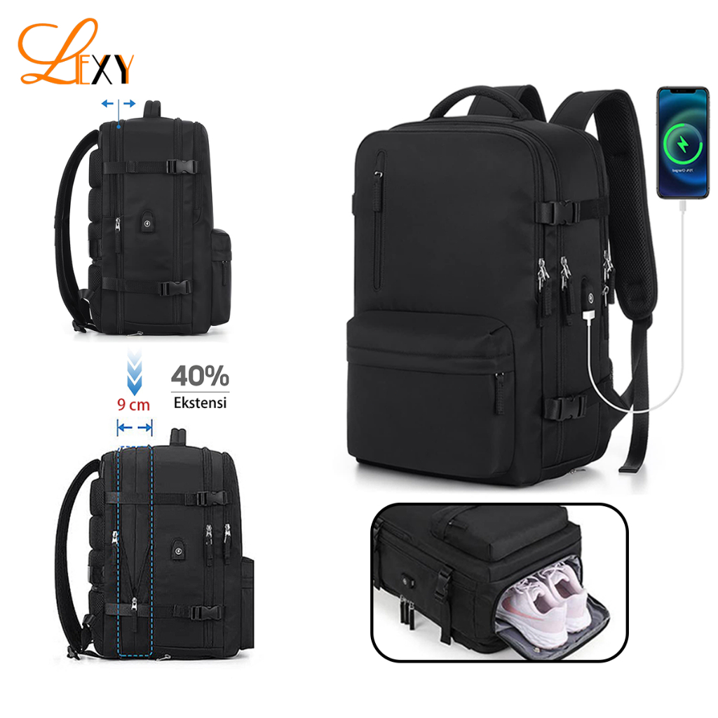 Jual LEXY Tas Ransel Travel Backpack Wanita Multi-fungsi Waterproof 35 ...