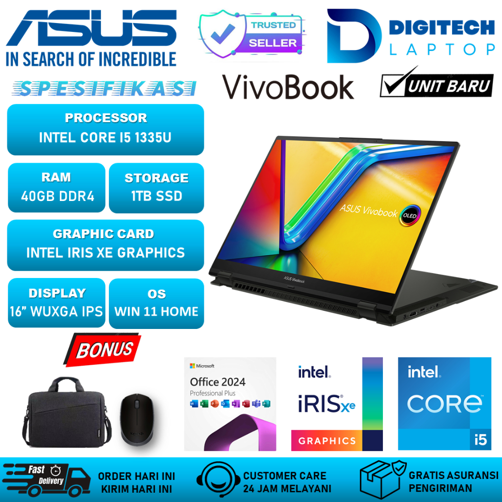 Jual Laptop Asus Vivobook S16 Flip TP3604VA Intel I5 1335U RAM 40GB 1TB ...