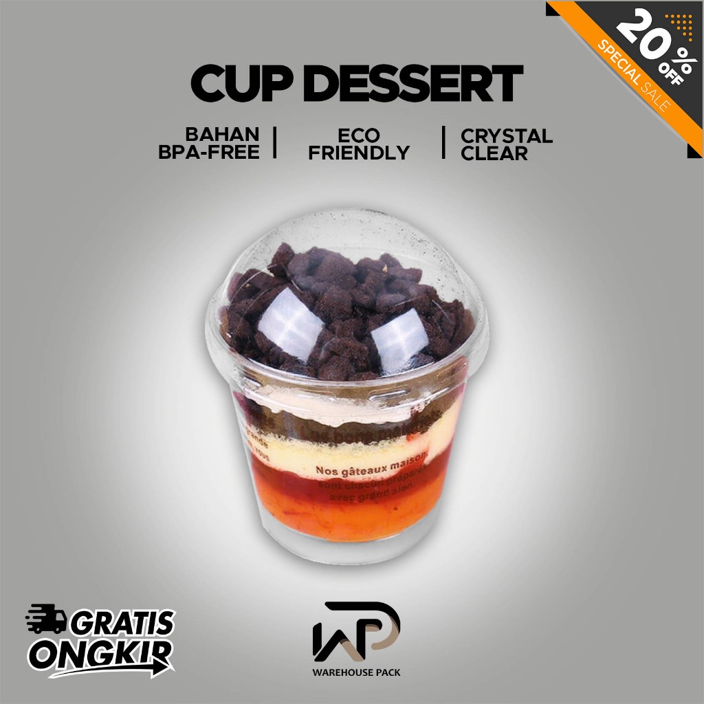 Jual ( 10 Pcs ) Cup Dessert Bulat + Tutup | Gelas Cup Puding Bulat ...