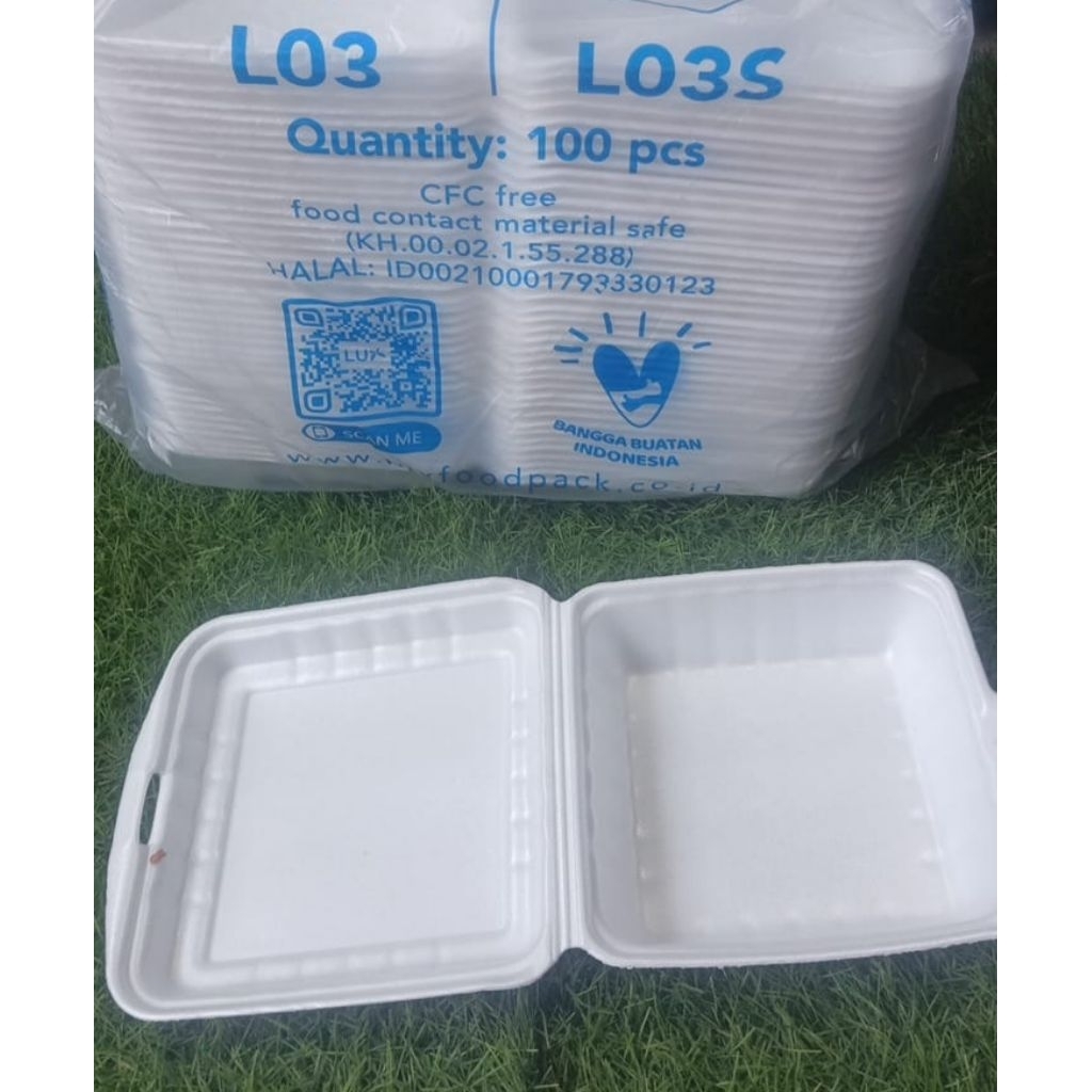 Jual (Ecer 10, 15, 20, 25pcs) Styrofoam Nasi LO3(POLOS) LUX/Foam Nasi ...