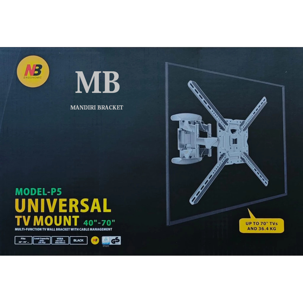 Jual North bayou NB P5 NB X1 32-75 Inch Full Motion Swivel Tilt Bracket ...