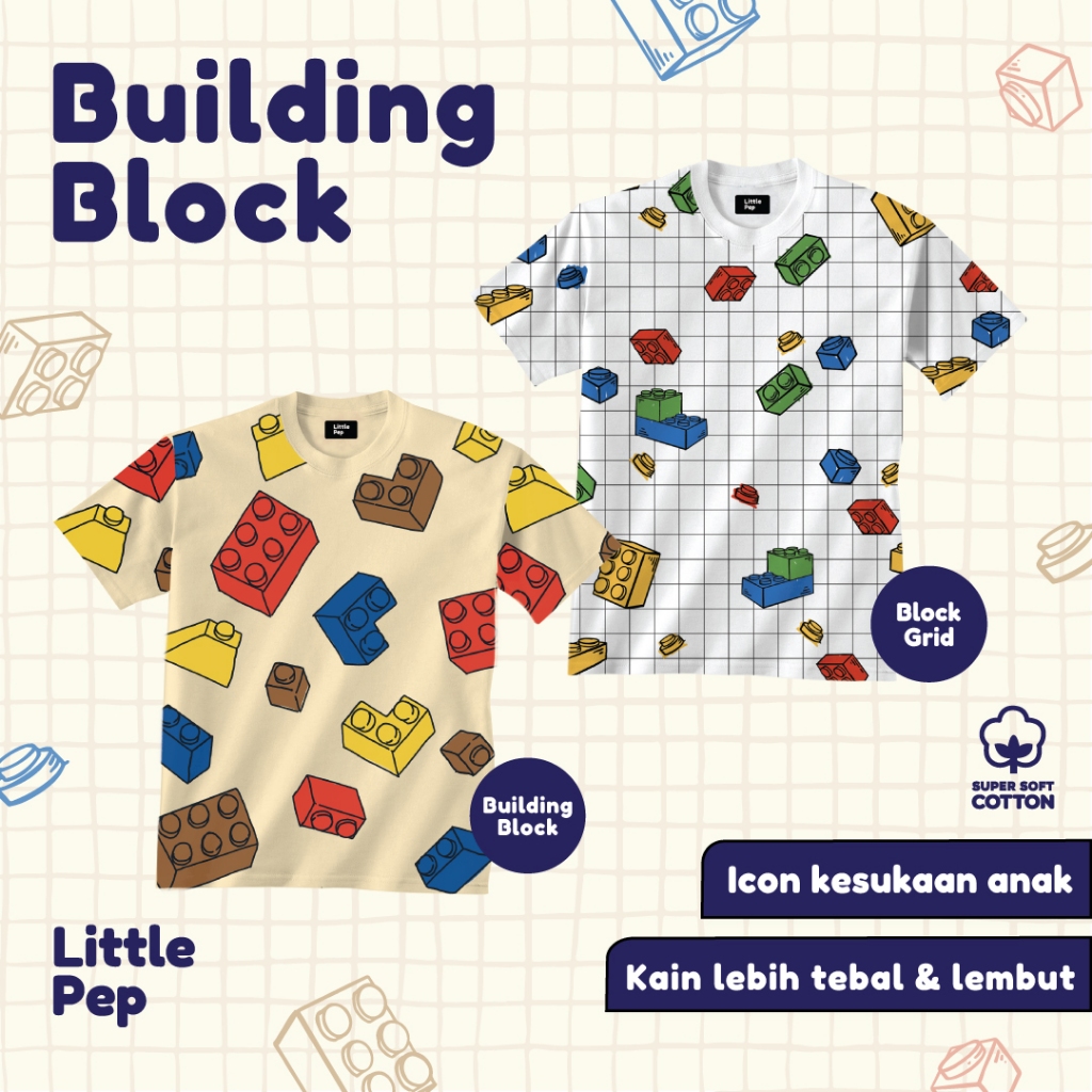 Jual Little Pep - Building Block - Baju anak dan dewasa motif brick ...