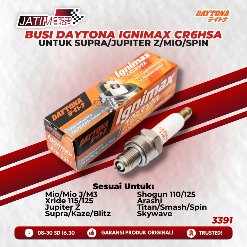 Jual 3391 | DAYTONA Busi Ignimax CR6HSA C7HSA Racing Untuk Mio, Mio J, X-Ride, Mio M3, Jupiter Z ...