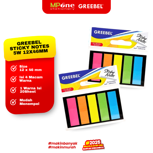 Jual Greebel Sticky Note 5 Warna / Pembatas Buku Isi 20 Lembar Warna ...
