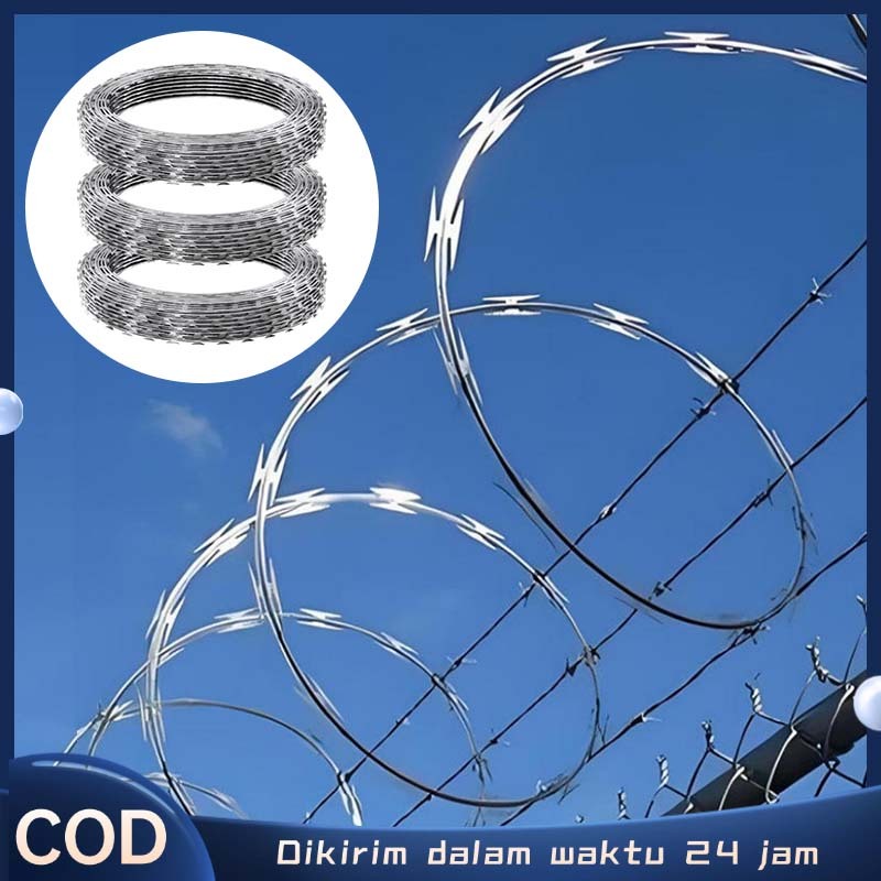 Jual Kawat Duri Silet Razor Wire Barbed Wire 10m - Kawat Pengaman Pagar ...