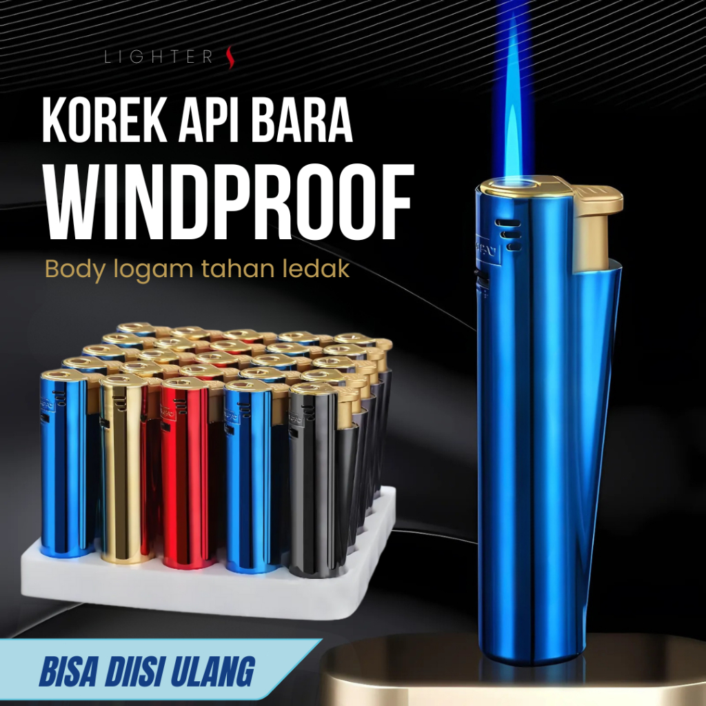 Jual Korek Api Bara Windproof Model Metalic Terbaru Body Besi Bisa ...