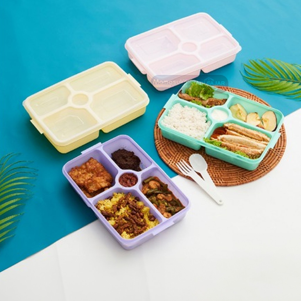 Jual NIKI bento lunch box / lunch box sekat 5 / lunch box pastel ...