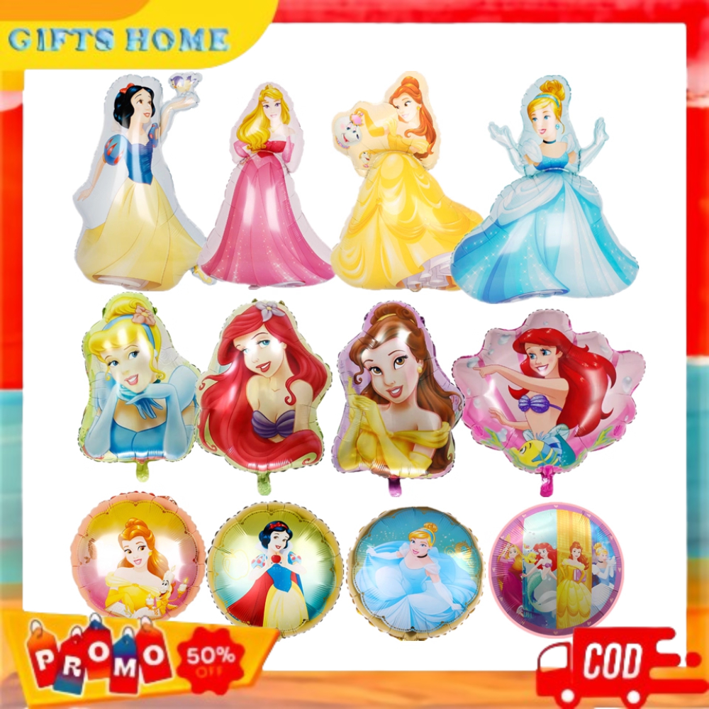 Jual Balon Foil Karakter Princess Disney Cinderella Belle Ariel Frozen ...