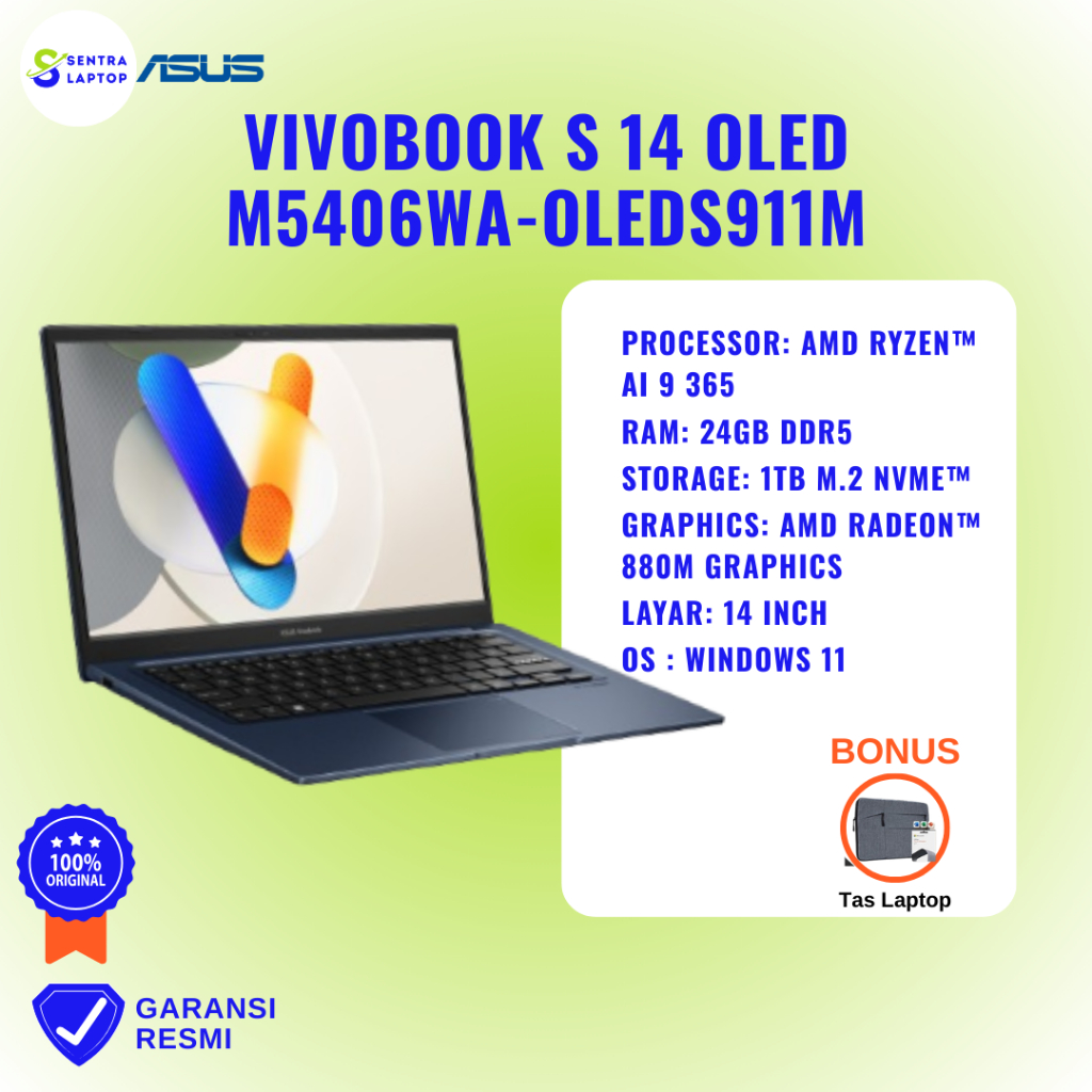Jual ASUS Vivobook S 14 OLED M5406WA Ryzen AI 9 365 24GB 1TB 14" 3K ...