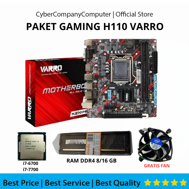 Jual Paket Gaming Motherboard Varro H110 Core i7-6700/i7-7700 Gen6/7 ...