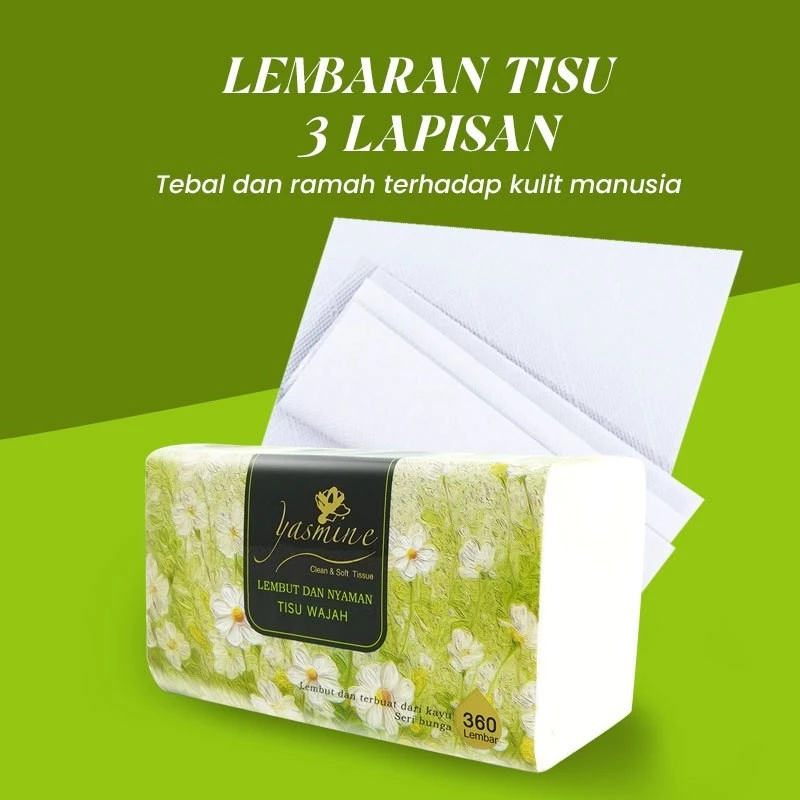 Jual Yasmine Tissue - Tisu Kering 1 Pack 360 Lembar 3 Ply - Tisu Murah ...