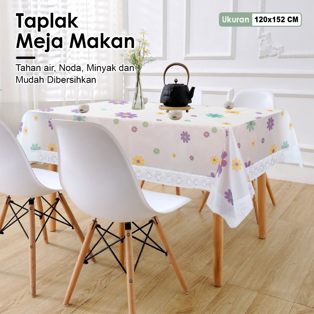 Jual Taplak Meja Makan Waterproof Renda Bahan Vinyl Tebal 4-6 Kursi ...