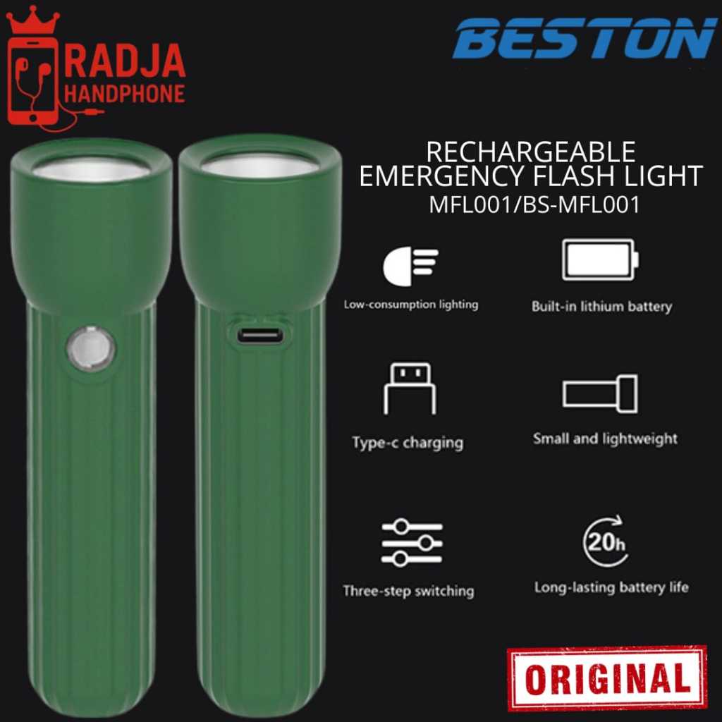 Jual BESTON MOPAL LED RECHARGEABLE EMERGENCY FLASH LIGHT MFL001 / BS ...