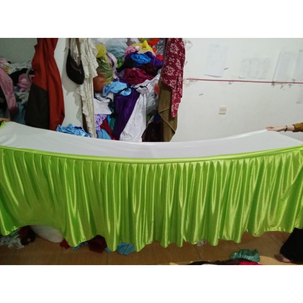 Jual cover meja uk 2 meter x 30 tinggi 50 cm bahan kain filamin bisa ...