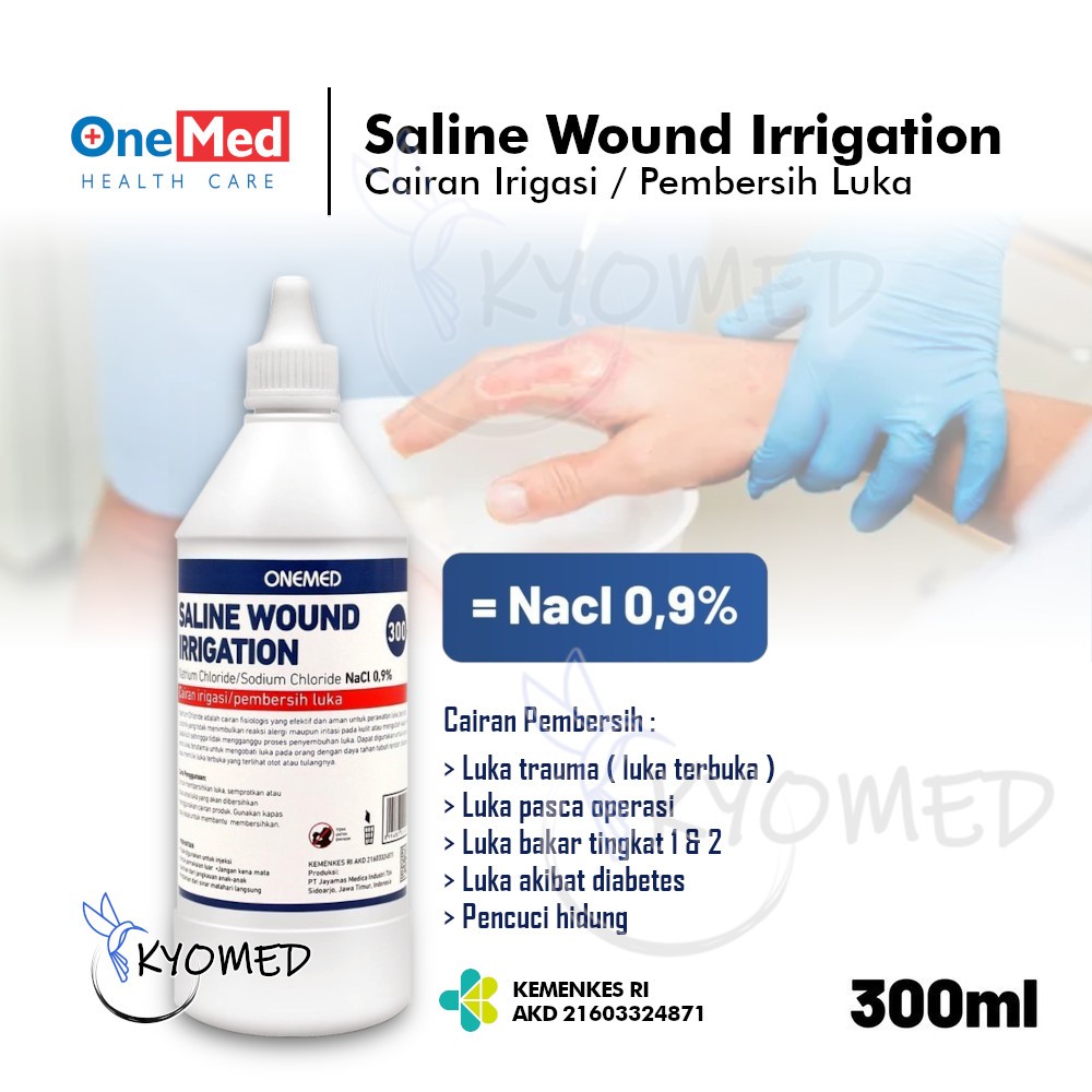 Jual ONEMED Saline Wound Irrigation 300ml (NaCl 0.9%) / Cairan Pembersih Luka P3K [ Kyomed ...