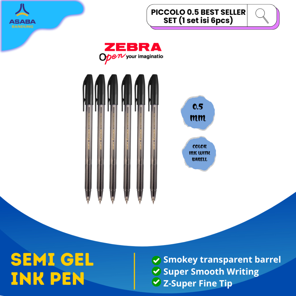 Jual Asaba Bandung - Zebra Pulpen Piccolo 05 Best Seller Set 6Pcs (1 ...