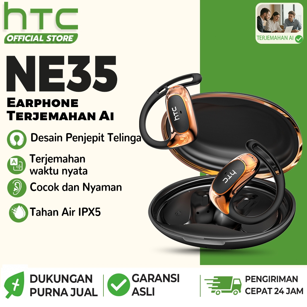 Jual HTC NE35 Earbud Penerjemah AI dengan Terjemahan Real-Time ...