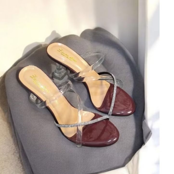 Jual heels hak kaca runcing JL01 // heels wanita kekinian tinggi 7cm ...