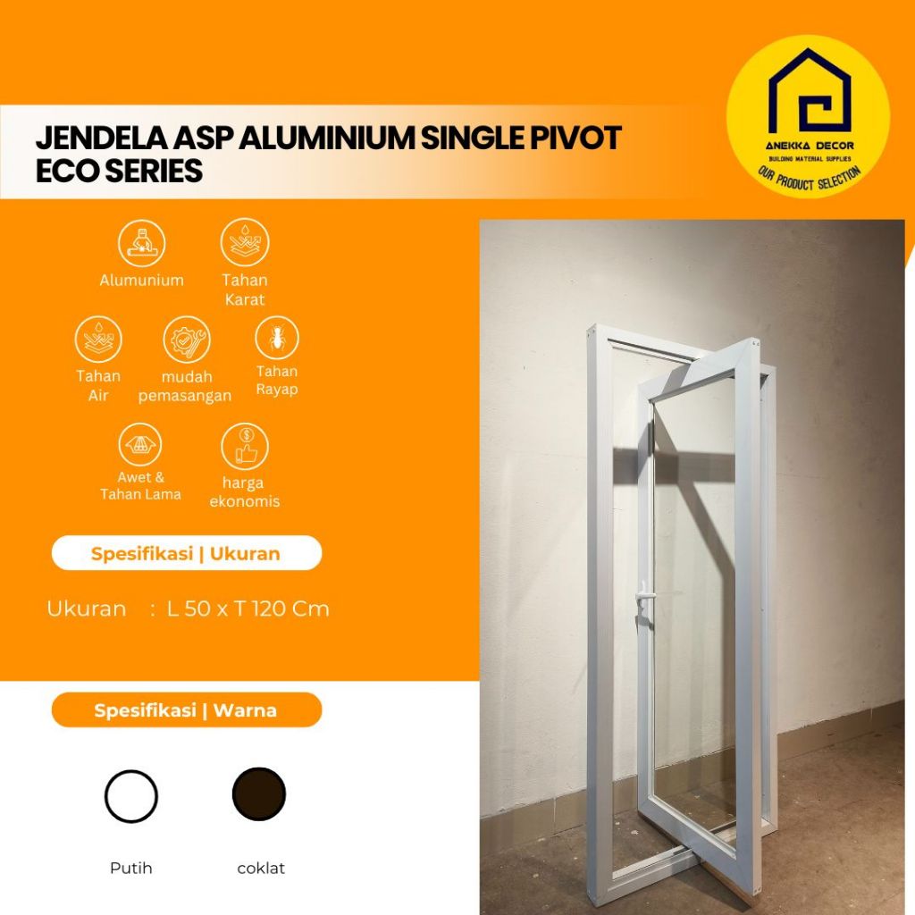Jual Jendela Aluminium ASP ECO Series Pivot type 02 ukuran 50 x 120 Cm ...