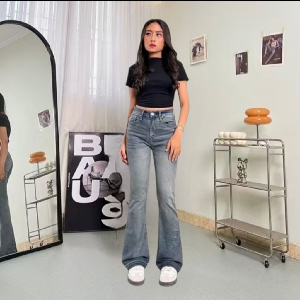 Jual CELANA JEANS WANITA HIGHWAIST STRECTH CUTBRAY BAHAN DENIM MELAR NGARET RETRO WISKERT ...