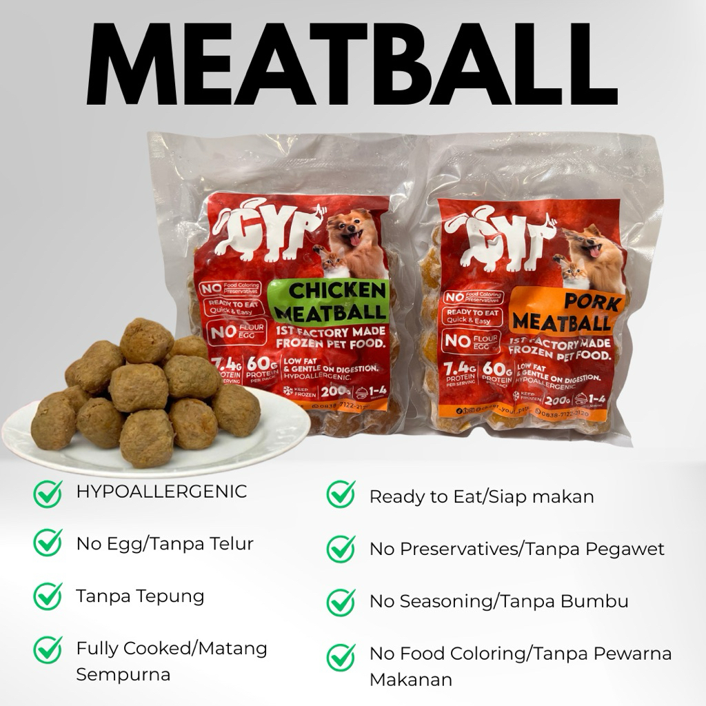 Jual 200g MeatBall - CYP / CHEER YOUR PETS - for Dog & Cat - Chicken ...