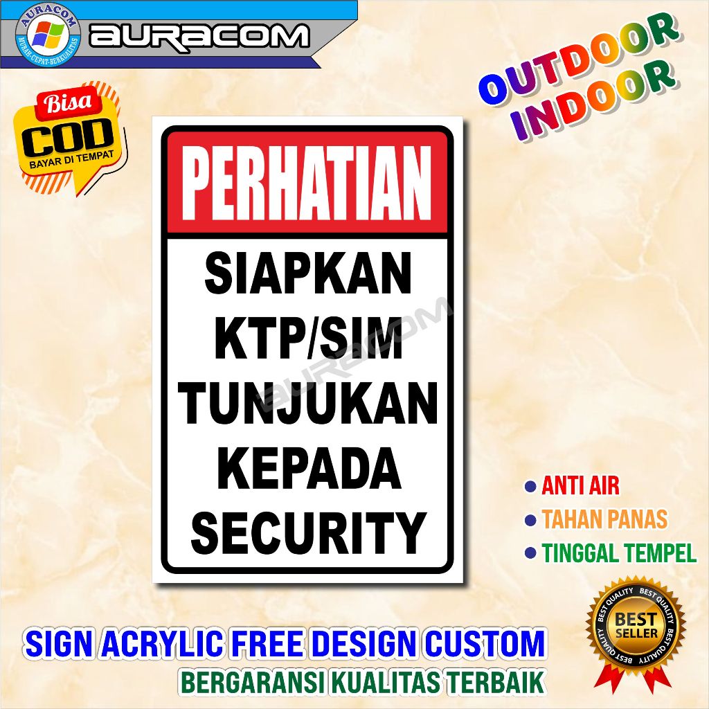Jual Papan Penunjuk Identitas Lapor Security Acrylic Sign Papan ...