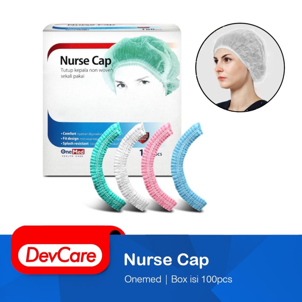 Jual Penutup Kepala Non Woven ONEMED Nurse Cap Topi Perawat Warna Hijau ...