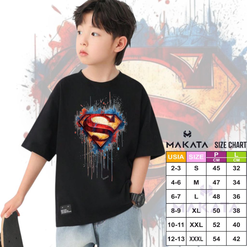 Jual baju kaos anak premium unisex usia 2-13thn SUPERMAN | Shopee Indonesia
