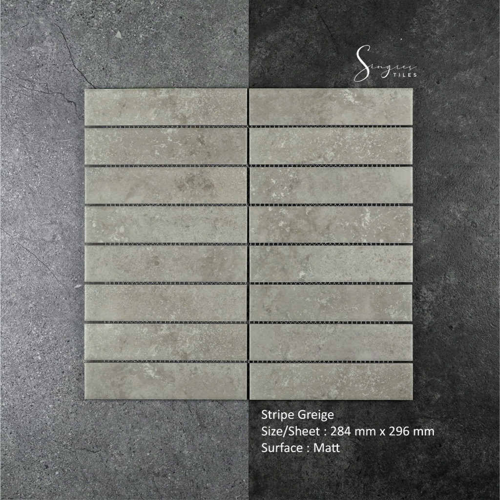 Jual Greige Stripe Singres Mosaic Tiles | Mosaic Keramik | Shopee Indonesia