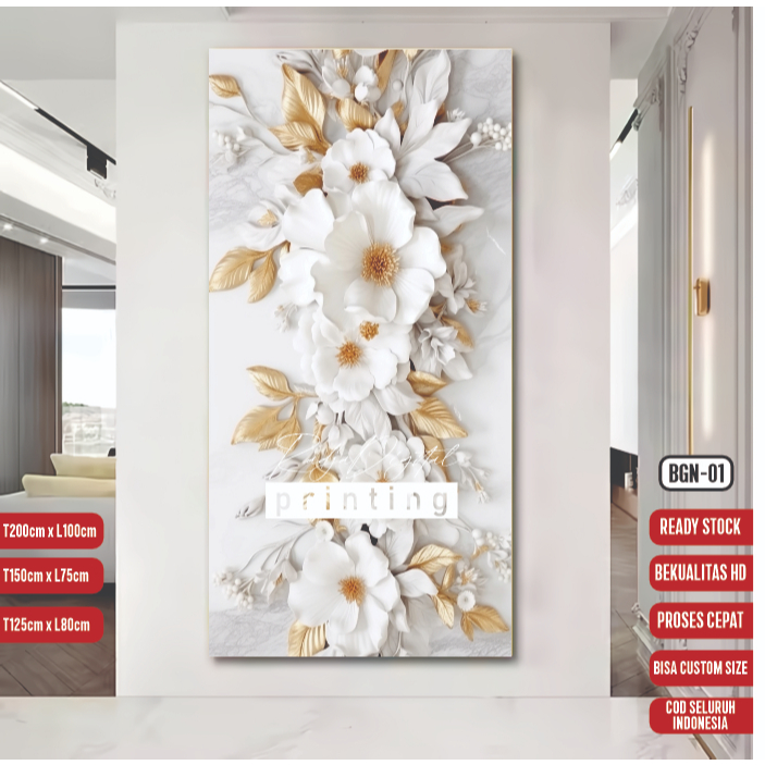 Jual BISA COD!!! wallpaper bunga 3D timbul wallpaper motif bunga visual ...