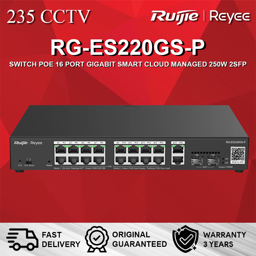 Jual RUIJIE REYEE RG-ES220GS-P SWITCH POE 16 PORT GIGABIT SMART CLOUD ...