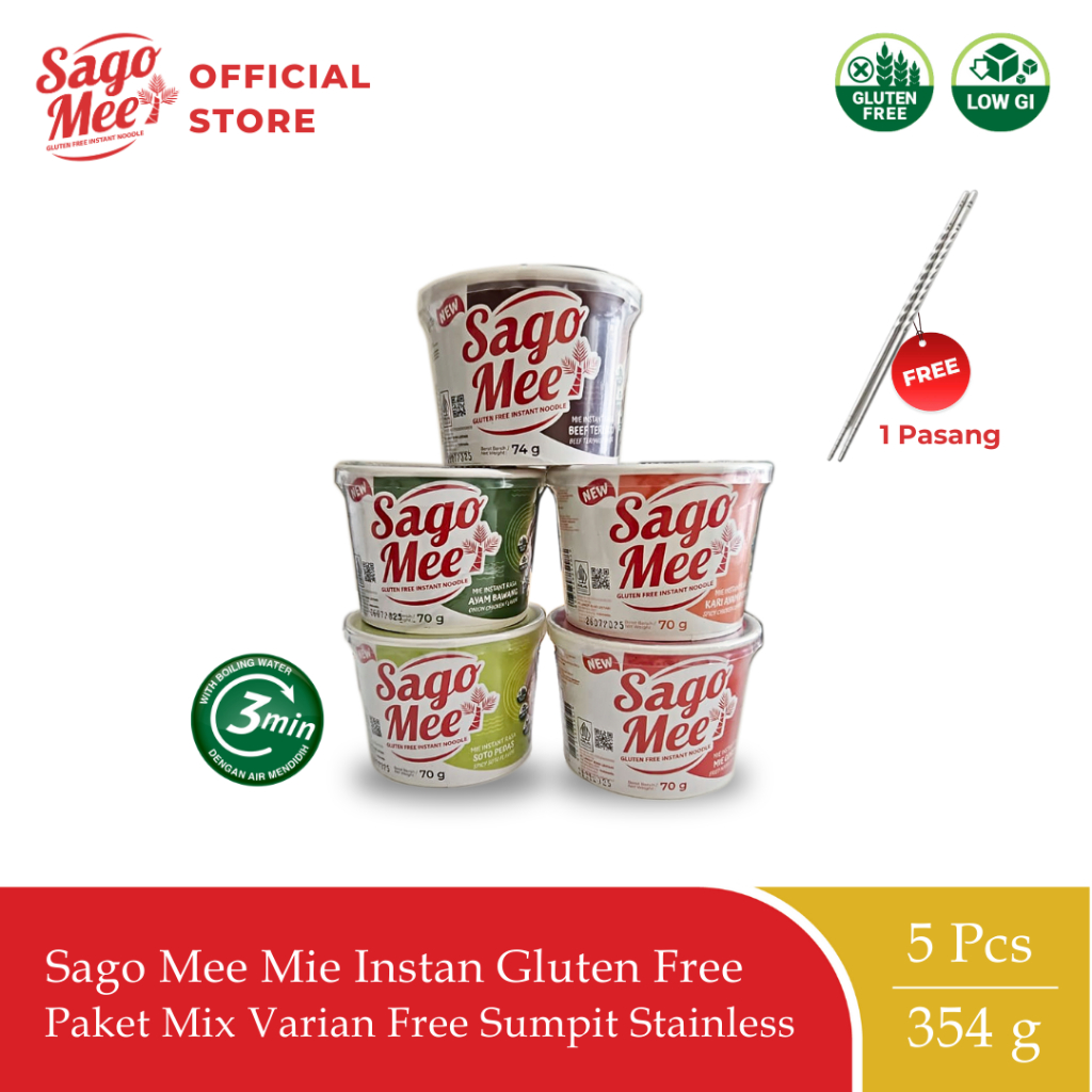 Jual Sago Mee Mie Instan Gluten Free Paket Mix Varian Free Sumpit ...