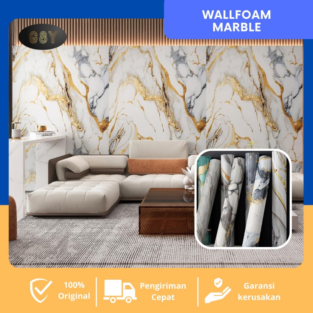 Jual Wallpaper dinding marble 60cmx30cm/Wallfoam marble/sticker marble ...