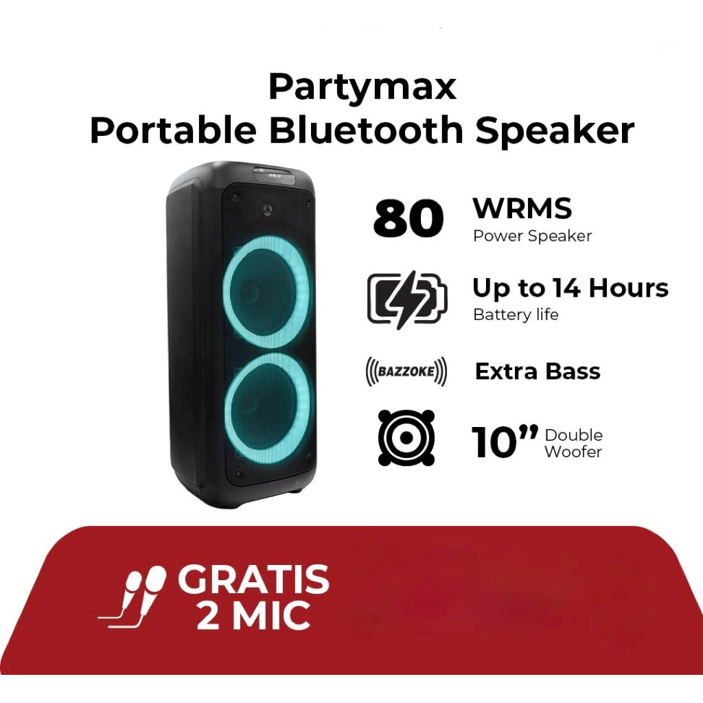 Jual POLYTRON Party Speaker Bluetooth Karaoke Portable Wireless 10 inch ...