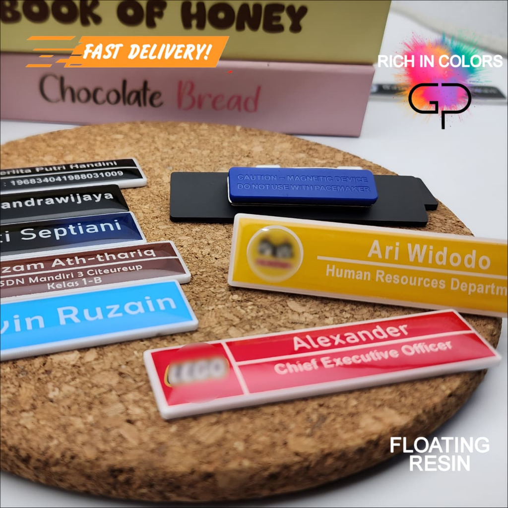 Jual Grosir Nametag akrilik resin UV / Grosir Name tag nama dada ...