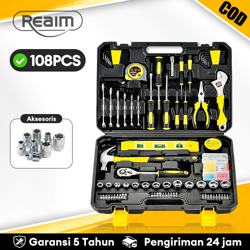 Jual REAIM Set Kunci Shock 108pcs Toolbox Set Multifungsi Tool Kit Set ...