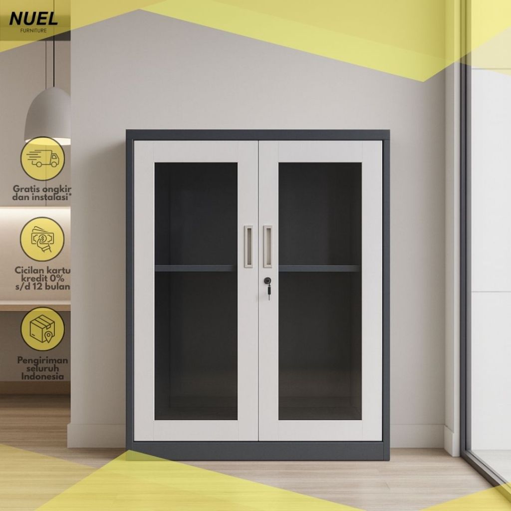 Jual NUEL Lemari Sliding File Arsip Dokumen Kabinet Kaca Pendek AA-H19SL | Shopee Indonesia