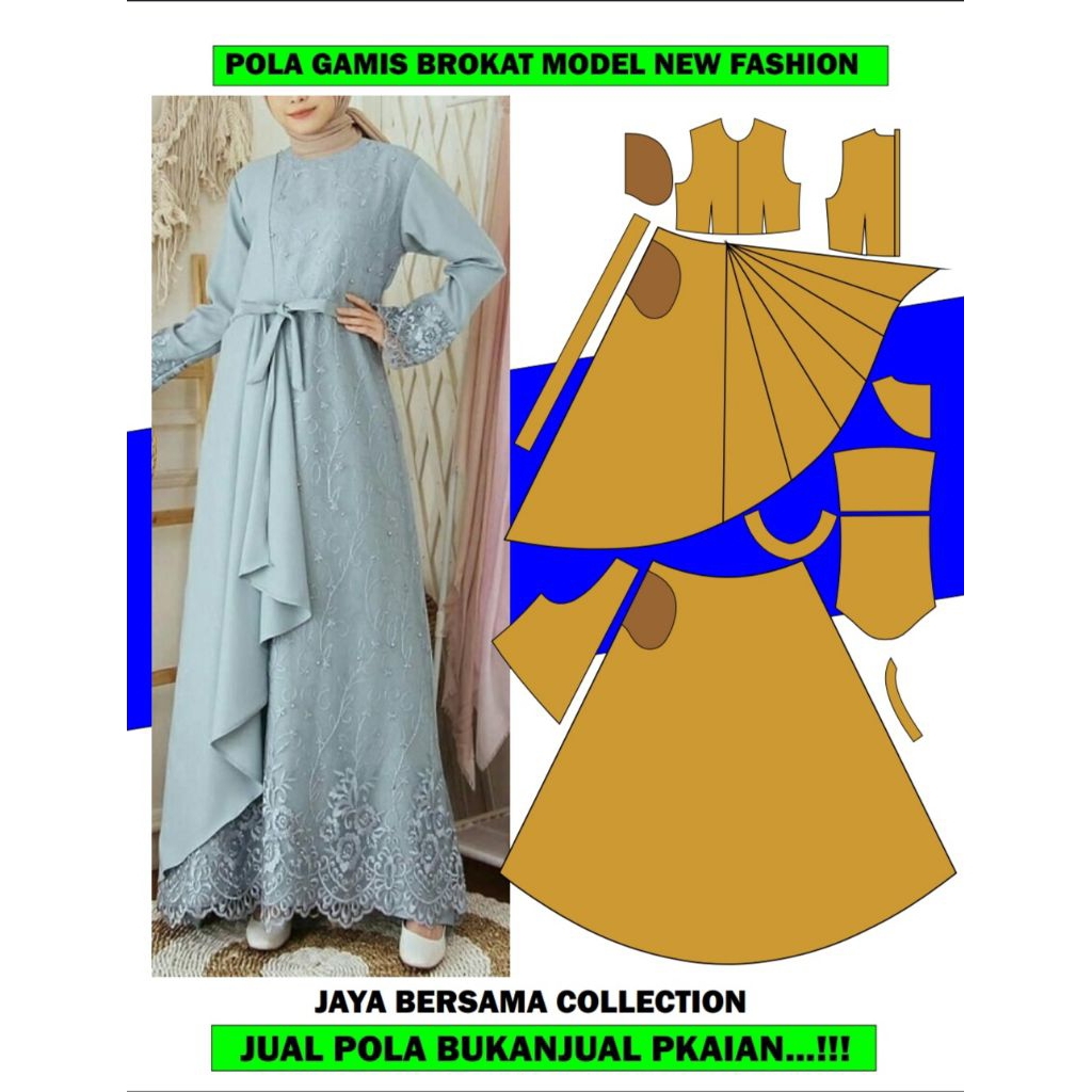 Jual Pola gamis dewasa model draveri mudah tinggal jiplak | Shopee ...