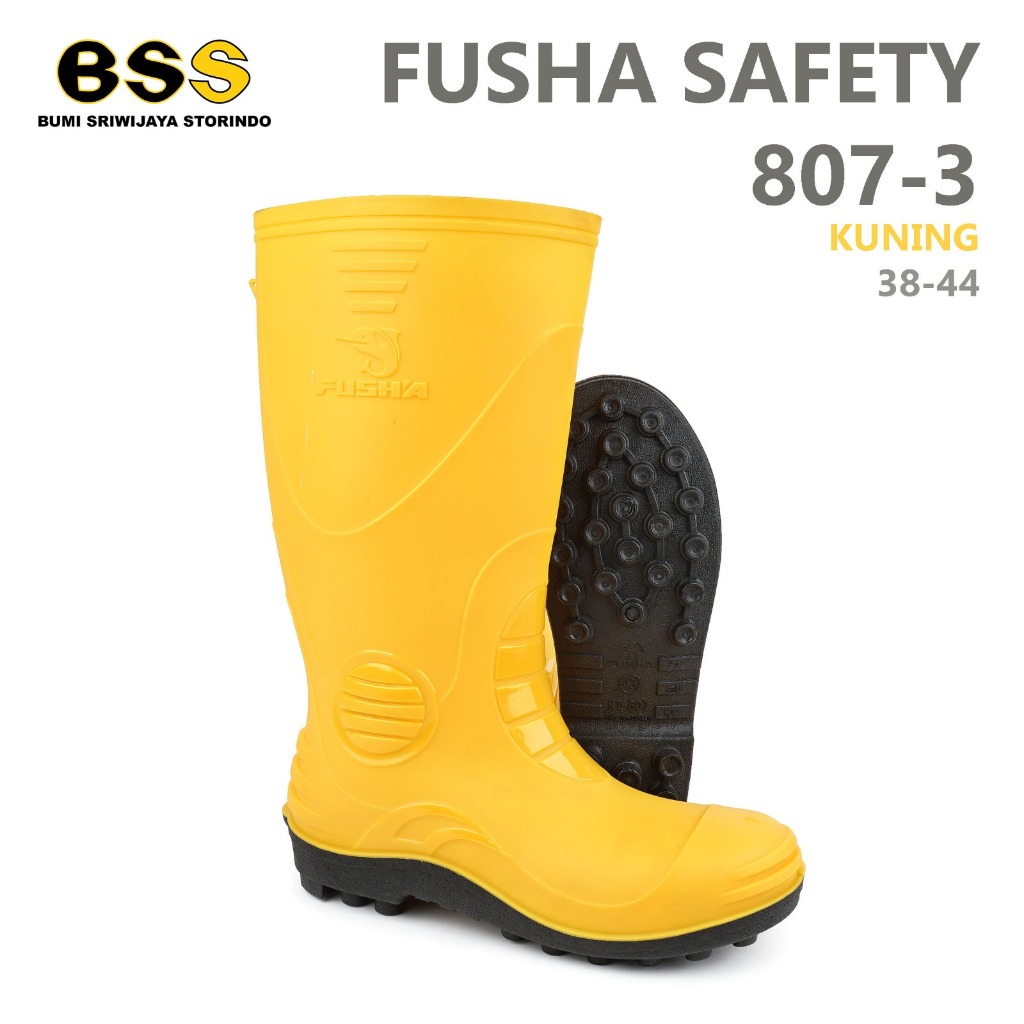 Jual Sepatu Boot Tinggi FUSHA 807-3 Safety Kuning - Sepatu Boots PVC ...