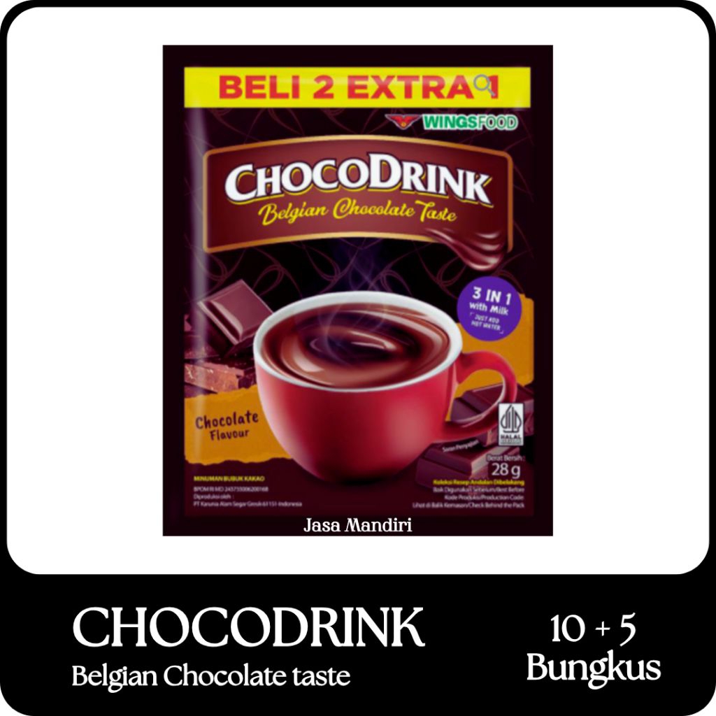 Jual (15 Sachet) Chocodrink Belgian Chocolate Taste Kemasan Sachet 28gr ...