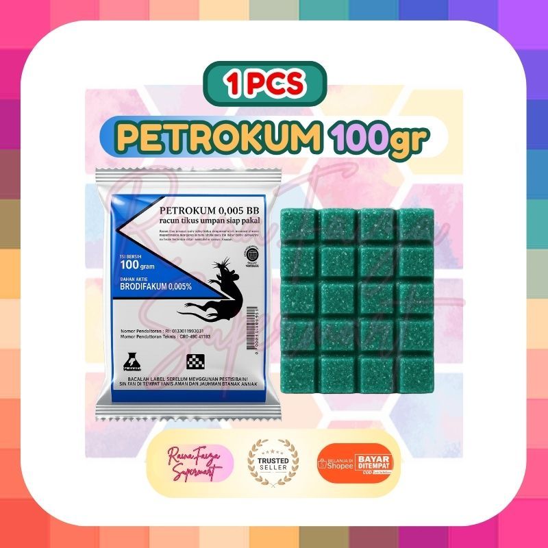 Jual Petrokum 100gr Racun Tikus Brodifakum 0.005% Umpan Blok Siap Pakai ...