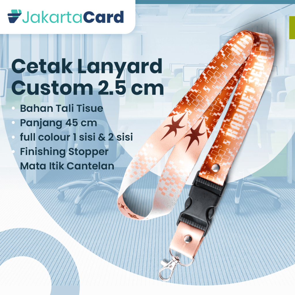 Jual custom desain tali lanyard 2,5cm cetak 2 atau 1 muka / cetak tali ...