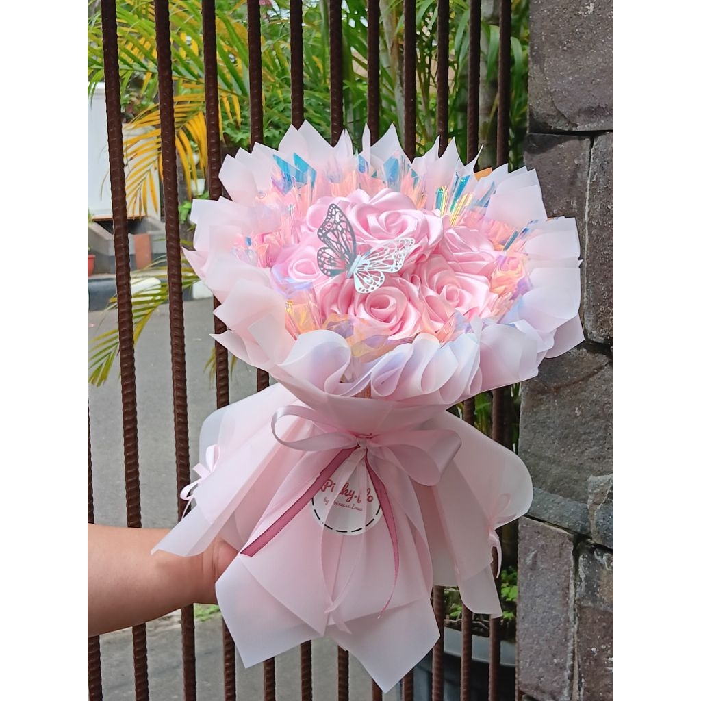Jual HARGA PROMO Buket bunga pita satin premium 7 tangkai model gembul ...