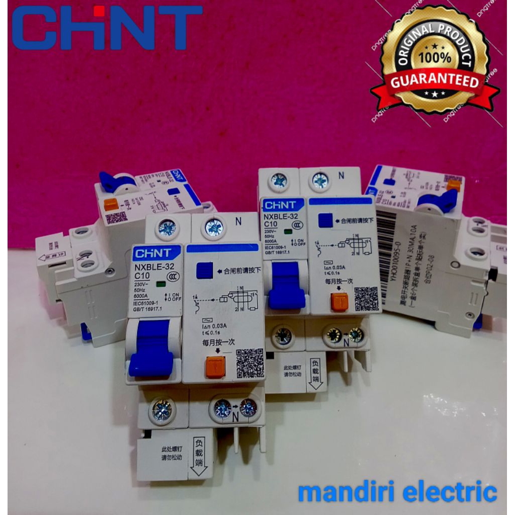 Jual rcbo chint elcb mcb nxble 1p-n 1pas - 10a 230v original peruduk ...