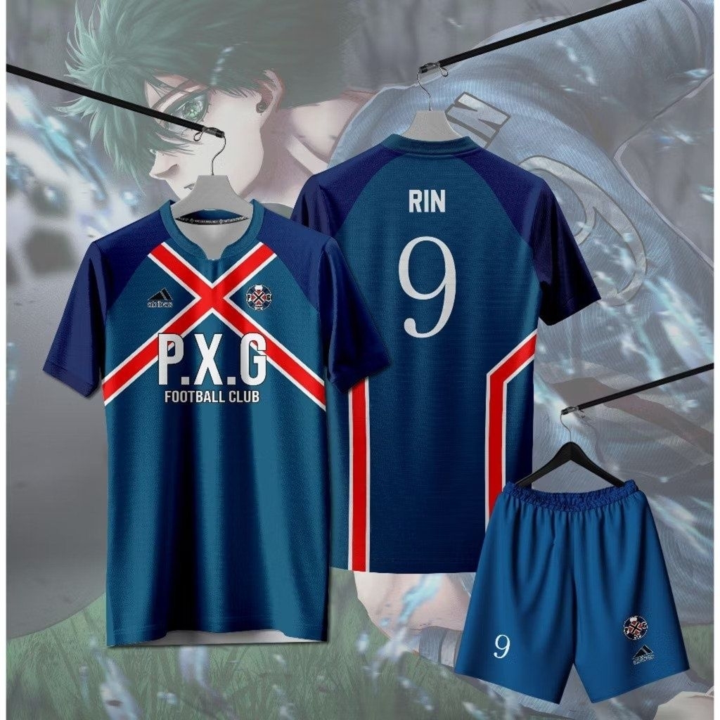 Jual Jersey Anime Blue Lock PXG Rin #9 / Custom Nama & Nomor Punggung ...