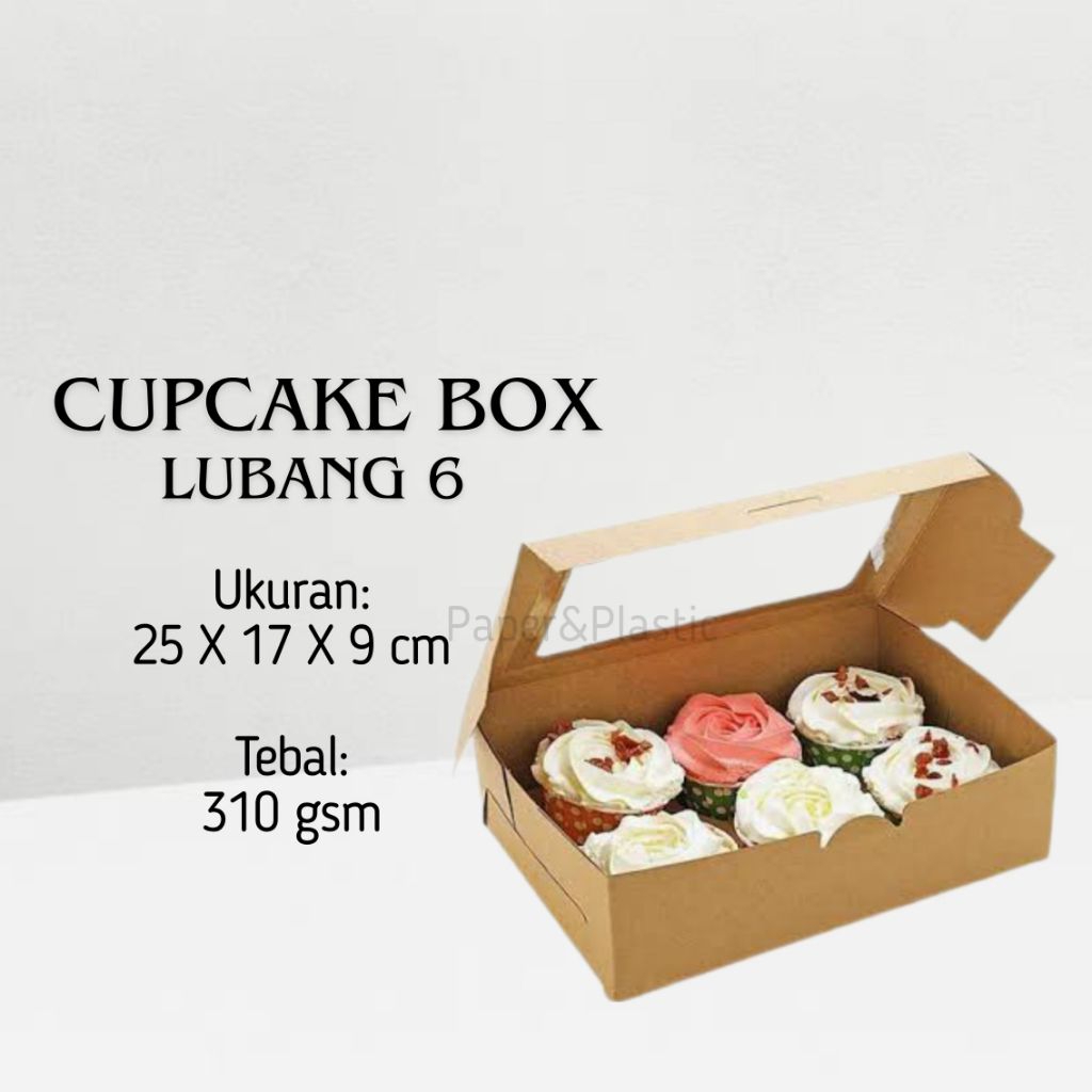 Jual Box Cupcake Lubang 6 Sudah Termasuk Inner | Dus Kraft Cupcake ...