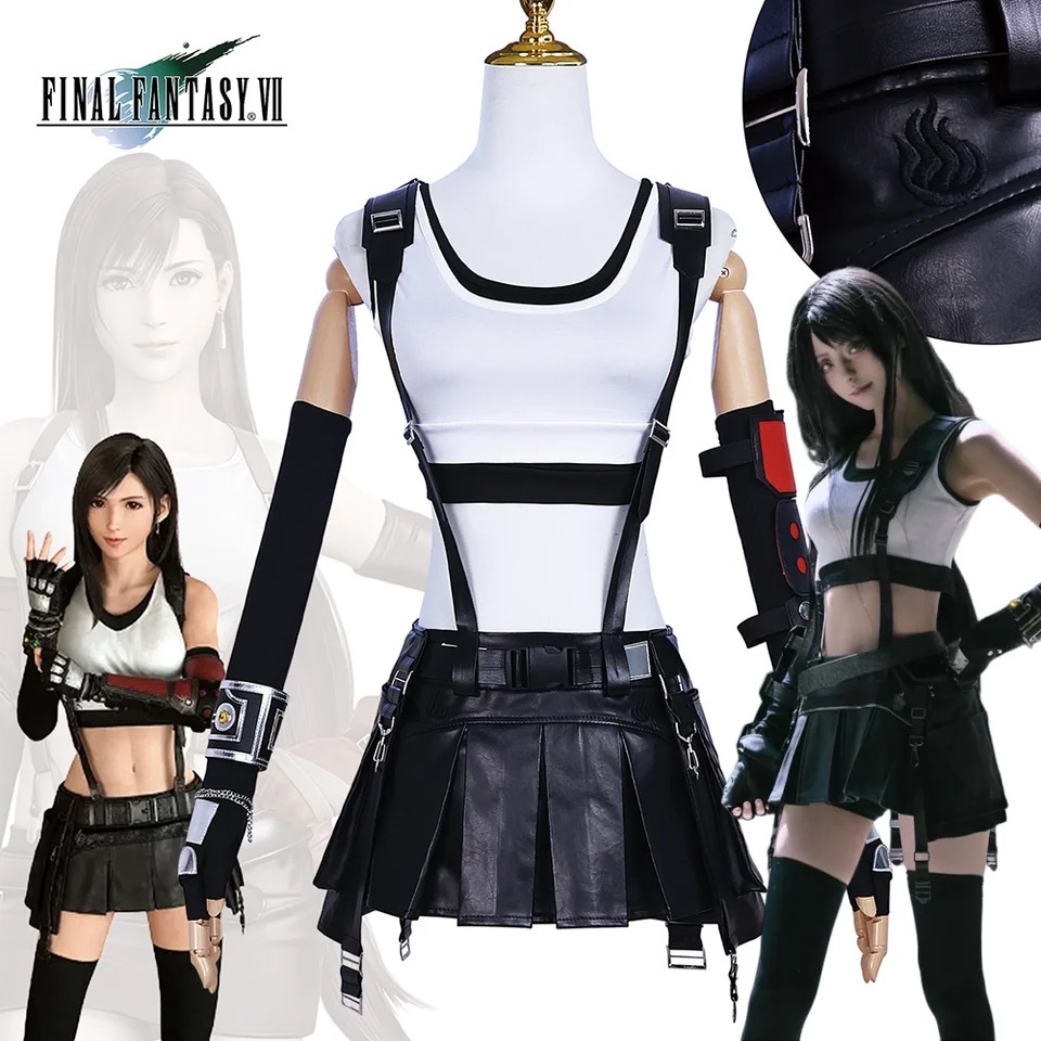 Jual Tifa Lockhart Cosplay Costume Carnival Uniform Wig Anime Halloween ...